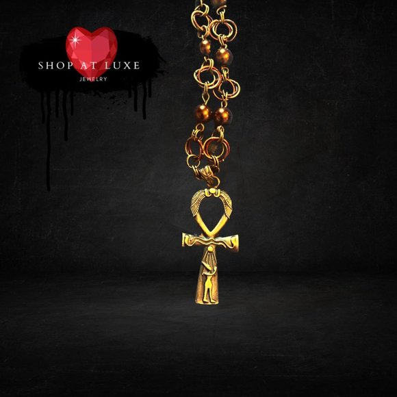 Shopatluxe | Jewelry | Egyptian Ankh Fertility Goddess Beaded Chainmail ...